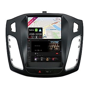 BXLIYER Android 12 IPS Car Stereo for Ford Focus (2012-2017) - Built-in Wireless CarPlay + Android Auto - 2G+32G - Rear Camera Free - 9.7 Inch 2 Din - Steering Wheel DAB Fast-Boot WiFi DSP BT