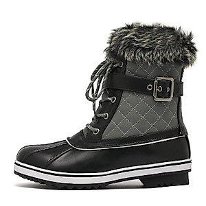 DREAM PAIRS Women's River 3 Grey Mid Calf Waterproof Winter Snow Boots Size 10 M US