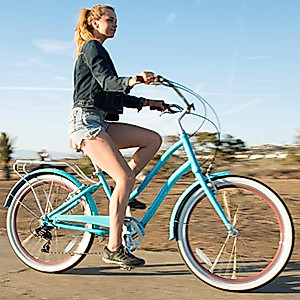 sixthreezero EVRYjourney Steel Women's Step-Through Touring Hybrid Bike, 1/3/7/21 Speed 26" Bicycle, Multiple Colors