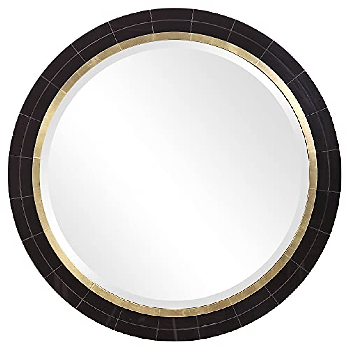 Uttermost Nayla Black w/Antique Brass 36" Round Wall Mirror