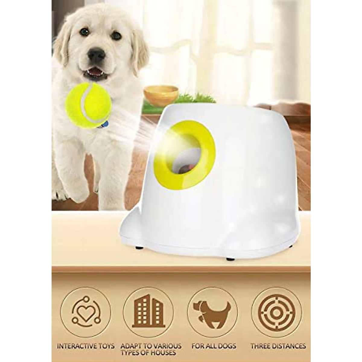 A1PETS Automatic Dog Ball Launcher/Automatic Ball Launcher for Pets/Interactive Puppy Pet Ball Indoor Thrower Machine/Fetch Machine for Small and Medium Size Dogs / 3 Balls Included