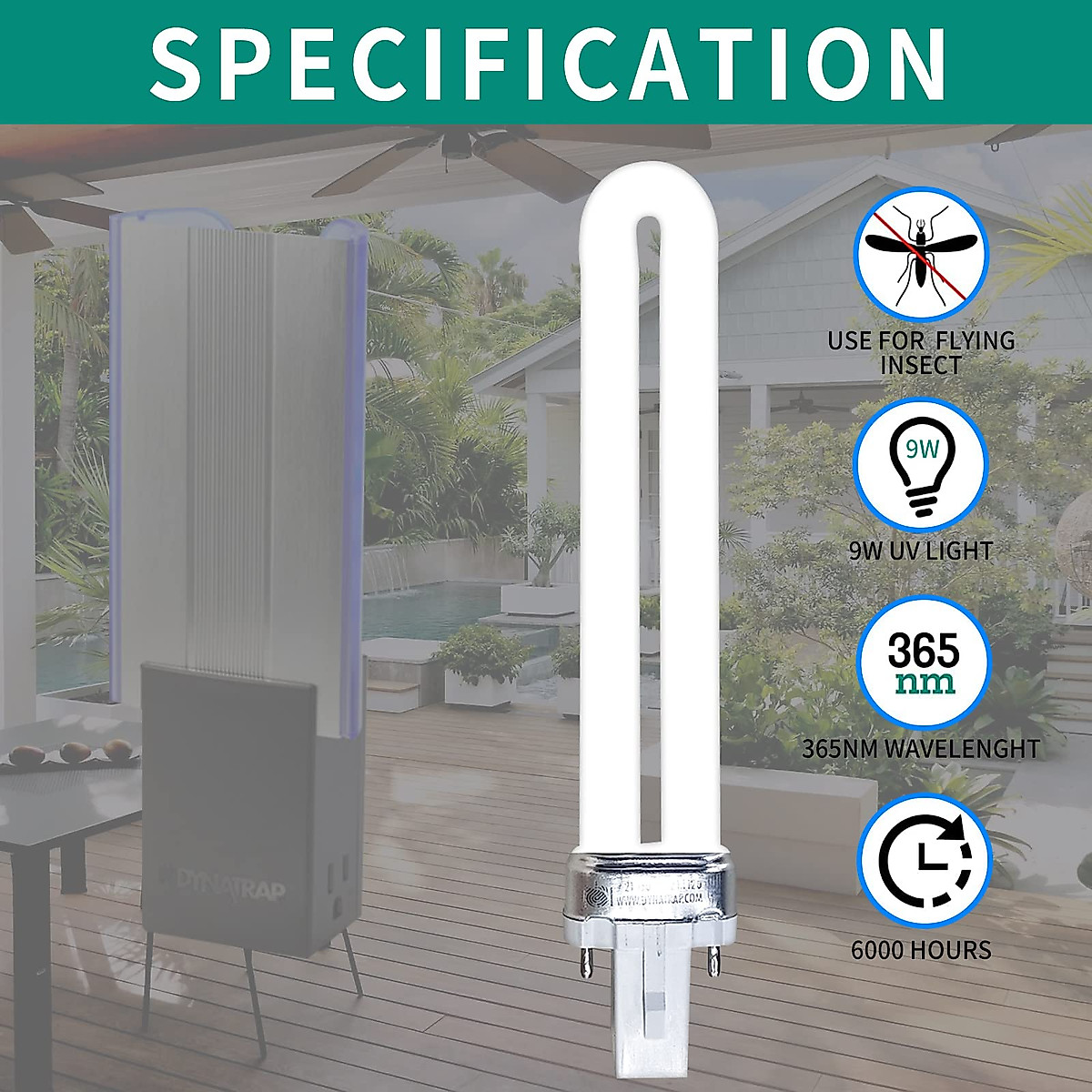 amgolibi 6 Pack Compatible with DynaTrap 21050 Replacement Bulb 9W Light for DT3009, DT3019 DT3039 6.5 Inch Length