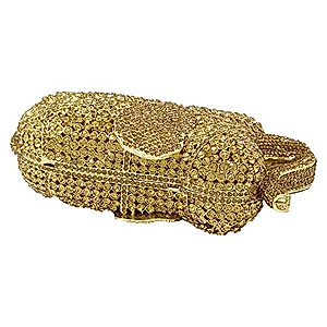 Boutique De FGG Gold Elephant Evening Clutches Bags Metal Minaudiere Handbags Clutch Bridal Wedding Party Purse