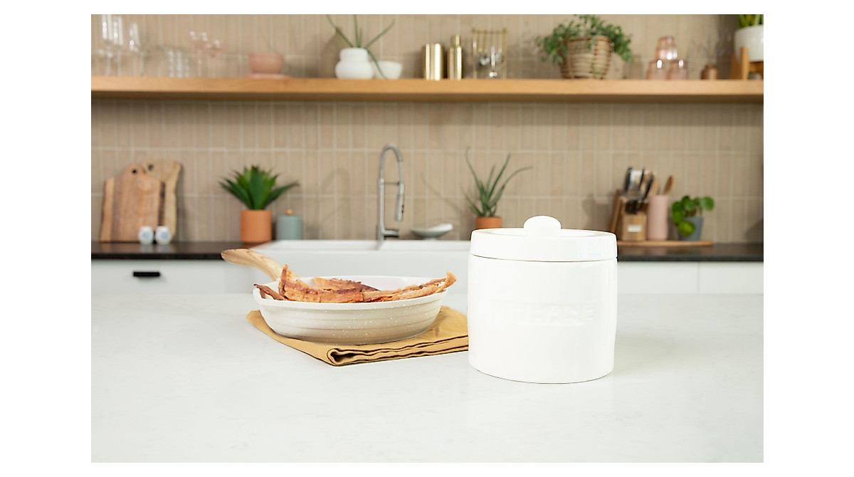 Ceramic Grease Keeper with Stainless Steel Strainer