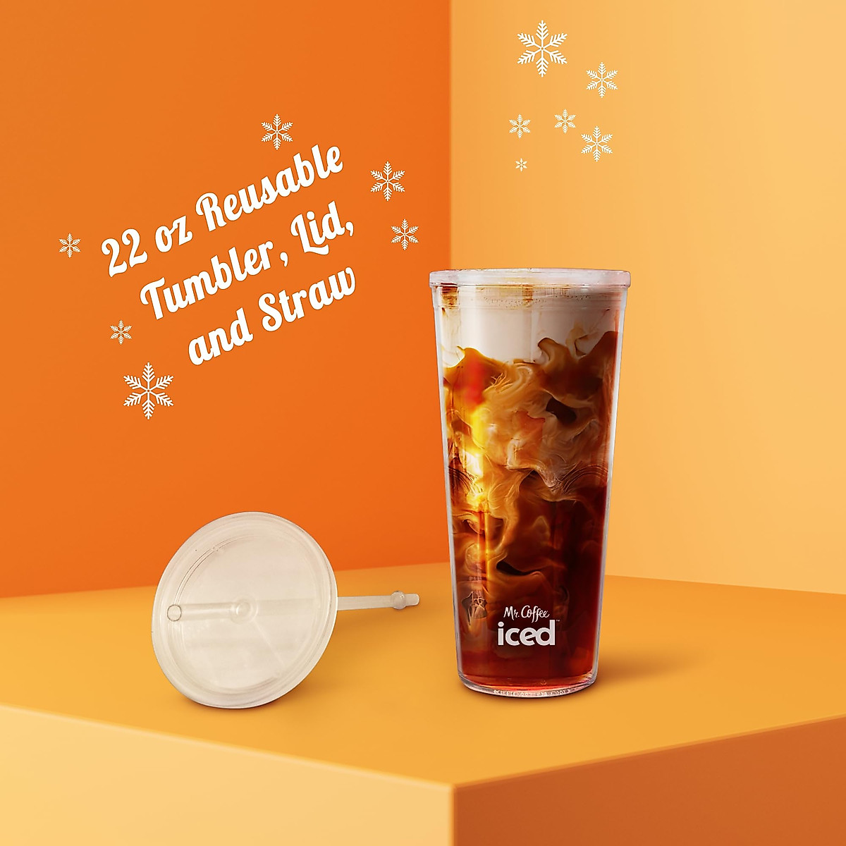 Mr. Coffee Iced Coffee Maker, Single Serve Hot and Cold Coffee Maker with 22 ounce Reusable Tumbler, Filter and Wholesalehome Cloth