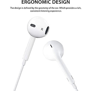 [Apple MFi Certified] Apple Headphones Wired Earbuds with Lightning Connector Earphones with Built-in Microphone & Volume Control Compatible with iPhone 14/13/12/11/XR/XS/X/8/7/SE