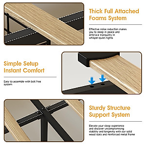 Queen Size Bed Frame with 4 Storage Drawers and LED Lights,Upholstered Queen Bed Frame with Headboard and Charging Station,Ease of Installation,Taupe