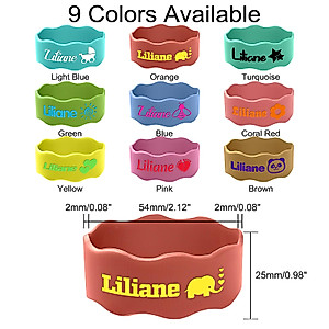 Custom Baby Bottle Labels for Daycare Silicone Water Bottle Name Bands Personalized Reusable Baby Bottle Straps for Kids Cups School(Pink)