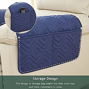 TVPFM 5 Pcs Armrest Covers,Couch Arm Covers Recliner Covers with Storage Pockets Armrest Protector Headrest Cover Armchair Slipcover for Recliner, Chair, Loveseat Sofa-N-3 Seater(5pcs)