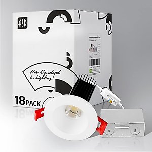 ASD 2 Inch LED Recessed Lighting, 15W 120V LED Downlight, 5 CCT 2700K-5000K, Canless Dimmable LED Downlights for Ceiling with J-Box, Smooth Reflector, CRI 90+, IC Rated, ETL Energy Star, White 18 Pack