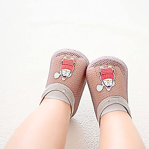 Lykmera Animal Kids Boys Girls Socks Barefoot Shoes Socks Non Slip Floor Cartoon Pattern Mesh Infant Shoes Toddler Girl Shoes 6 (Khaki, 2-3 Years)