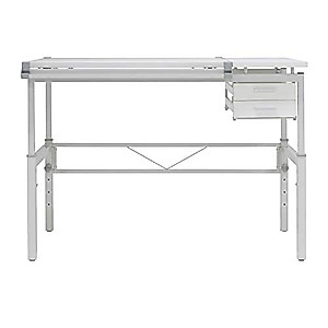 Studio Designs Graphix II Pro Line Split Top Height Adjustable Drafting, Drawing Table with 39.5" x 30" Tilting Top,White