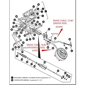 GREEN MARKET Golf Cart Accessories Brake Cable (Driver Side) for EZGO Electric 48-Volt(2010-up), ST400(2009-up) 70968-G03,70968G03,624691
