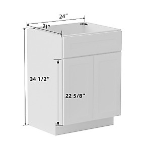 KitchenMan Bathroom Vanity Without Sink and Top 24 Inch Unassembled Bathroom Sink Cabinet not Include Handles, Double Door Bathroom Vanities for Bedroom, Living Room, Kitchen, White