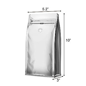 25 PACK Resealable Mylar Bags for Coffee Bean (1 Lb), Coffee Bag, Heat Sealing Bags for Nut Food Storage with Zip-lock, Stand-up Bags (1/2 Gallon) (silver25)