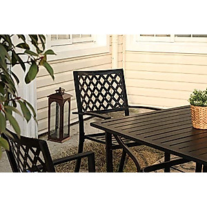 MFSTUDIO 5 Piece Black Metal Outdoor Patio Dining Bistro Set with 4 Armrest Chairs and Steel Frame Slat Larger Square Table, 37" Table and 4 Backyard Garden Chairs Outdoor Furniture Set, Black …