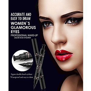 TUKEFEV Eyeliner Stamp 2 Pack Eyeline Black Pencil Eye Liner Impermeable Waterproof Smudge Proof Eyeliner Liquid for Women