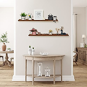 ALIMORDEN 36 inch Long Photo Ledge Shelves Set of 2, Natural Wood Large Floating Shelves for Bedroom Living Room Bathroom Kitchen, Dark Walnut,36" x 5"