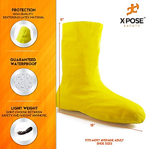 Hazmat Boot and Shoe Covers For Hazardous Materials - Explosives, Gases, Flammable Liquids, Peroxide and More – XL Yellow 12" Over the Shoe Protectors - by Xpose Safety
