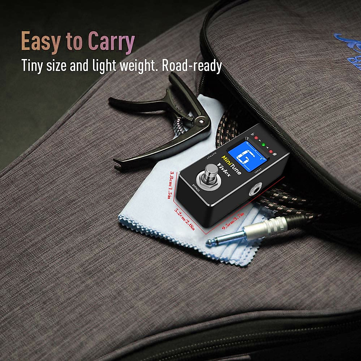 Vivlex Tuner Pedal Tuning Pedal High Precision Mini Pedal Tuner for Guitar Bass HD LCD Display with True Bypass (LT-901)