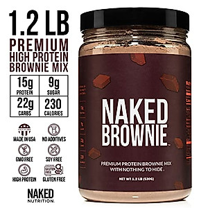 Naked Brownie - High Protein Brownie Mix, No Artificial Sweeteners, 15g Protein, Only 9g Sugar, Gluten Free, Non-GMO, No Soy - 1.2 LB