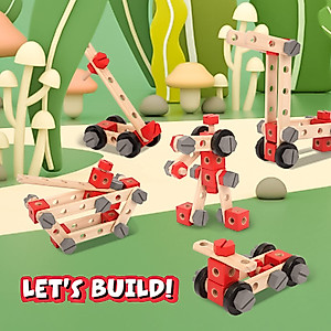 WORKPRO Wooden Building Toy Tools Set, 43 Pcs Building Toy Set Creative&Educational Construction Toy, Great Gift for Toddlers 3+