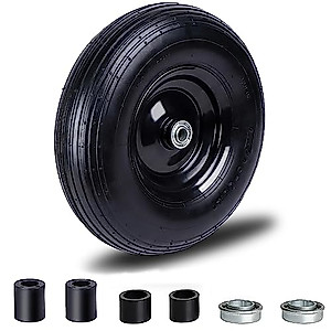 13 Inch Wheelbarrow Tire Wheel Replacement Air Filled Fits Tires Size of 4.00"x 6" (3.50/2.50-8") 5/8" Bearings for Wheel Barrel Yard Cart Garden