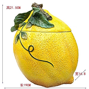PEHOST 3-D Design Lemon 24 oz. Cookie Jar With Seal, 7.6"*6.6"*8.5" H, Multicolored