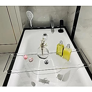 GANFANREN Bathtub Storage Rack Bath Tray Transparent Shelf Tub Multi-Function Bathroom Tools Towel Storage Shelf