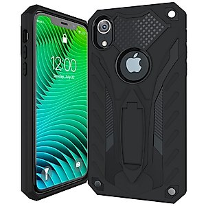 Kitoo Designed for iPhone XR Case with Kickstand, Military Grade 12ft. Drop Tested - Black