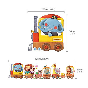 DECOWALL DA-1606N1406A Animal Hot Air Balloon Height Growth Chart and Train Kids Wall Stickers Wall Decals Peel and Stick Removable Wall Stickers for Kids Nursery Bedroom Living Room d?cor