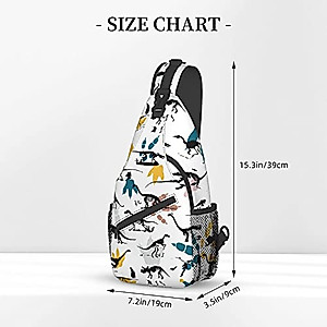 Luirioe Dinosaur White Sling Bag Crossbody Backpack Hiking Travel Daypack Chest Bag Lightweight Shoulder Bag For Women Men