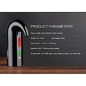 Electric Wine Aerator Pourer and Wine Dispenser Pump with USB Rechargeable Gift (Black)