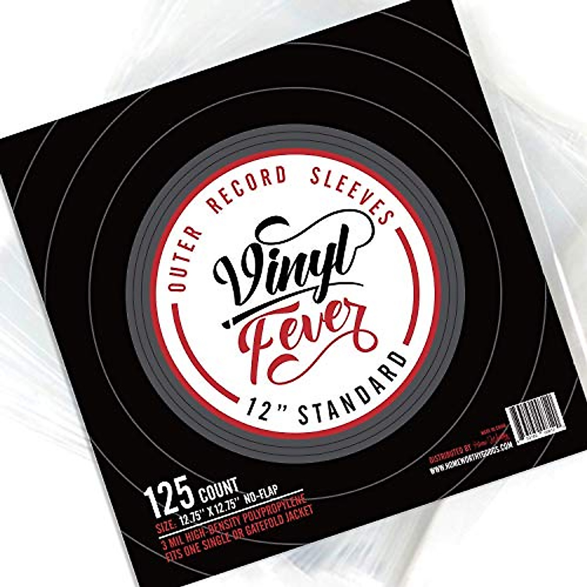 Vinyl Fever Record Sleeves [125 Pack] - Outer Album Covers with Premium Clarity - Durable 3 Mil Thick Polypropylene Sleeves for 12 Inch LPs and Archival Album Storage