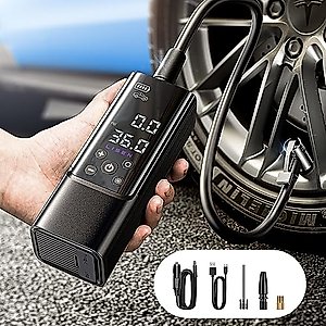 LISEN Tire Inflator Portable Air Compressor for Car Tires 2-IN-1 150PSI Cordless Car Tire Pump 8100mAh Battery & DC Cord 40L/min Fast Inflate Bike Pump Extra-large Screen For Car/Bike/Motorcycle/Ball