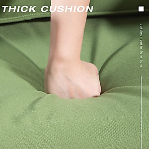 MeetLeisure Outdoor Ottomans for Patio Set of 2 PE Wicker Steel Frame Outdoor Footstool with Removable Olefin Cushions for Patio, Backyard and Deck,Green