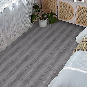 Peel and Stick Flooring Wood Plank Vinyl Flooring 35.4 in X 5.9 in Super Easy to Install 10 Pieces