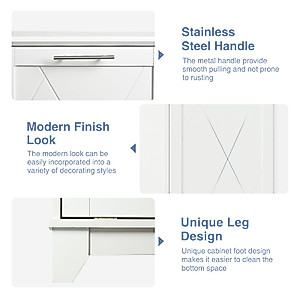 FiveWillowise Tilt Out Trash Cabinet, Kitchen Trash Can Cabinet w/Negative ion and deodorizing Function, Dog Proof 20 Gallon Garbage Can Cabinet for Kitchen, Bathroom, Living Room, White