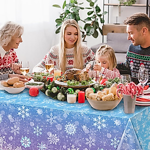 3 Pack Winter Snowflake Plastic Tablecloth Decorations, Blue and Purple Snowflake Winter Wonderland Disposable Table Cover for Christmas Winter Holiday New Year Party Supplies Decorations, 54x108 Inch