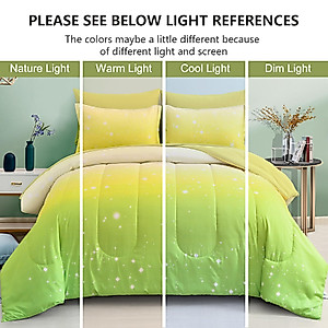 Drucon Girls Comforter Set Twin, 6 Pieces Bed in a Bag Gradient Yellow Comforter Soft Microfiber Bedding Set Twin Size(1 Comforter, 1 Flat Sheet, 1 Fitted Sheet, 1 Pillow sham, 2 Pillowcases)