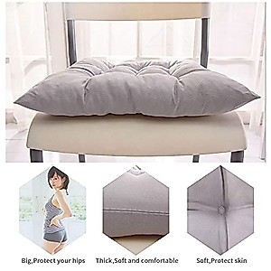 Set of 4 Dining Chair Cushions with Ties Soft Comfort Non Slip Square Seat Pads for Kitchen Dining Office Living Room Patio (Coffee)