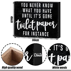 2 PCS Bathroom Decor Classic Box Sign Funny Bathroom Farmhouse Decor Modern Rustic Home Decor Humor Toilet Box Plaque Restroom Wooden Decoration You Never Know What You Have Until It's Gone 5 X 4 INCH