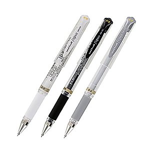 Uni-Ball Signo UM-153 Gel Ink Rollerball Pen, 1.0mm, Broad Point, White, Black and Silver Set of 3