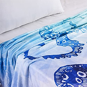 Goodbath Octopus Throw Blanket, Ocean Animals Sea Monster Kraken Soft Fleece Blanket for Couch Sofa Bed Travelling, 58 x 80 Inch