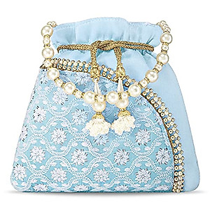 Aheli Potli Bags for Women Evening Bag Clutch Ethnic Bride Purse with Drawstring (P39SB)