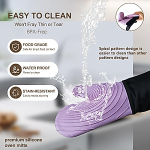 Tayfeim Silicone Oven Mitts - Oven Mitts Heat Resistant 500F 13.6 IN,FDA BPA-Free Soft Lining Grippy Design Waterproof Flexible Oven Gloves,Oven Mits Set for Cooking baking Kitchen Mittens Pot Holders