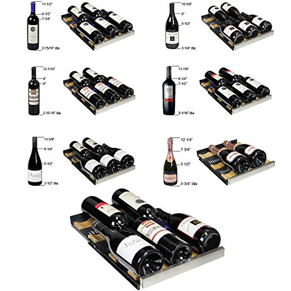 Allavino 15" Wide FlexCount II Tru-Vino 30 Bottle Single Zone Stainless Steel Left Hinge Wine Refrigerator