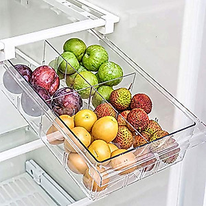 HOMEREFORM Pull-out Refrigerator Organizer Bins - Fridge Drawer Organizer with Handle, Refrigerator Shelf Holder Storage Box for Food Drinks, Fit for Fridge Shelf Under 0.6"