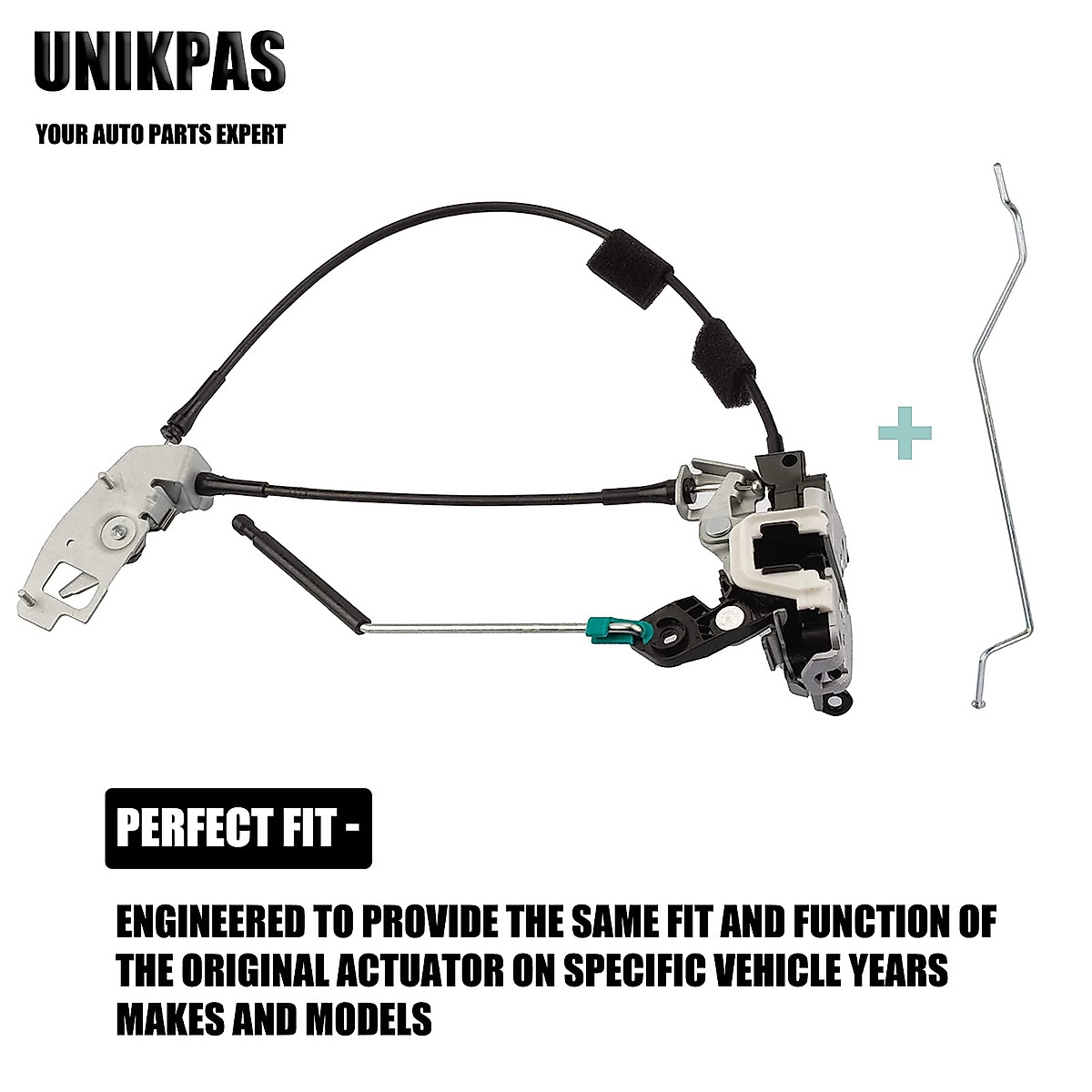 Unikpas Door Latch Assembly w/Cable & Rod Compatible for Ford E150 E250 E350 Van 1992-2019 Rear Right Side Replace Door Lock Latch Actuator AC2Z15431A02A 6C2Z-15431A02-AA
