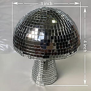 Mxkoso Mushroom Disco Ball for bar, Party, Room, Table Decor - Mirror Disco Ball Mushroom Shape Home Art Decorations (Silver 4 inch)